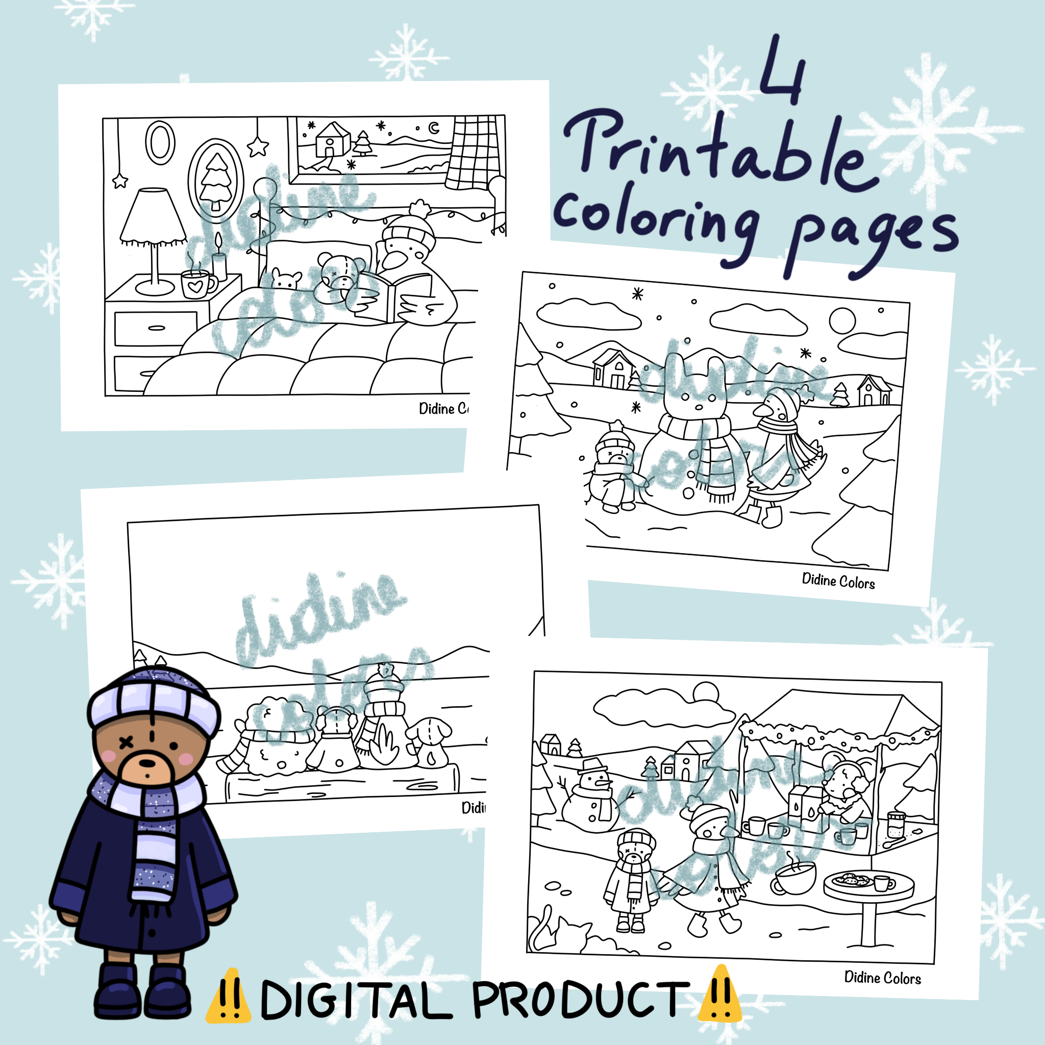 Digital Download - Winter Coloring Pages – Didine Colors